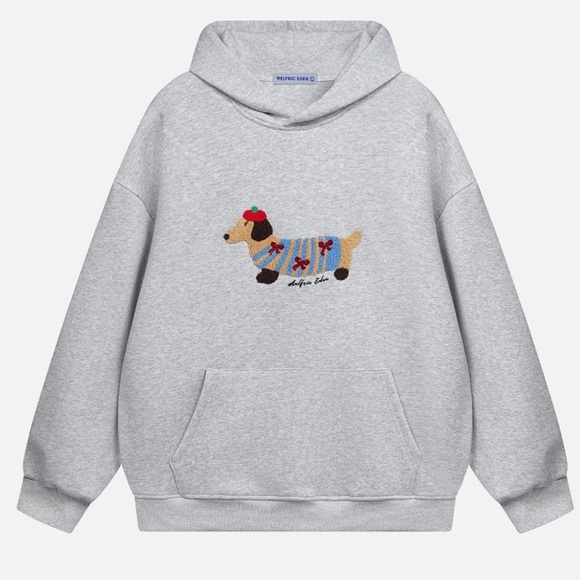 Aelfric Eden | Tops | Aelfric Eden Gray Cartoon Dachshund Hoodie | Poshmark